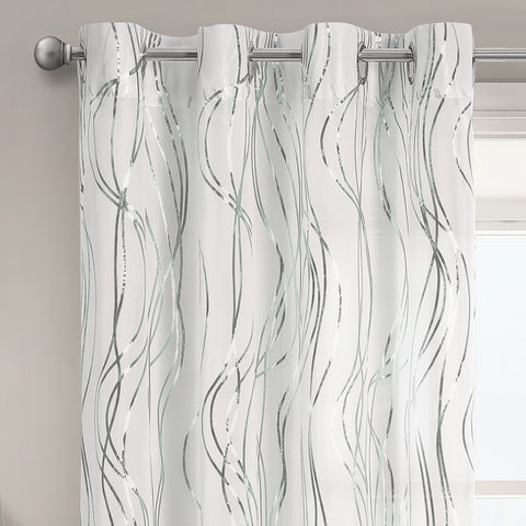 Velosso Swirls Silver Eyelet Voile Panel Linens Online