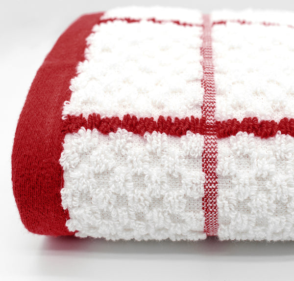 Large Woven Red Checked Tea Towel | Linens Online