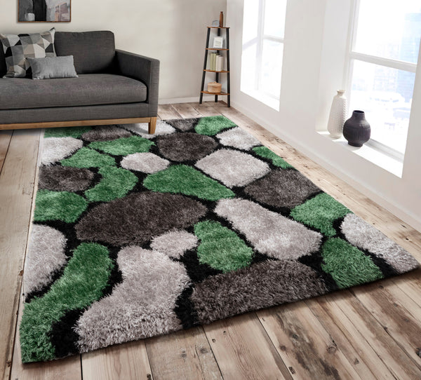 Home Republic 3D Emerald Green Shaggy Rug | Linens Online