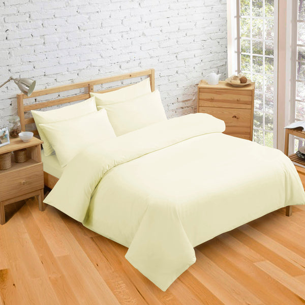 Velosso Plain Dyed Cream Duvet Cover Set | Linens Online