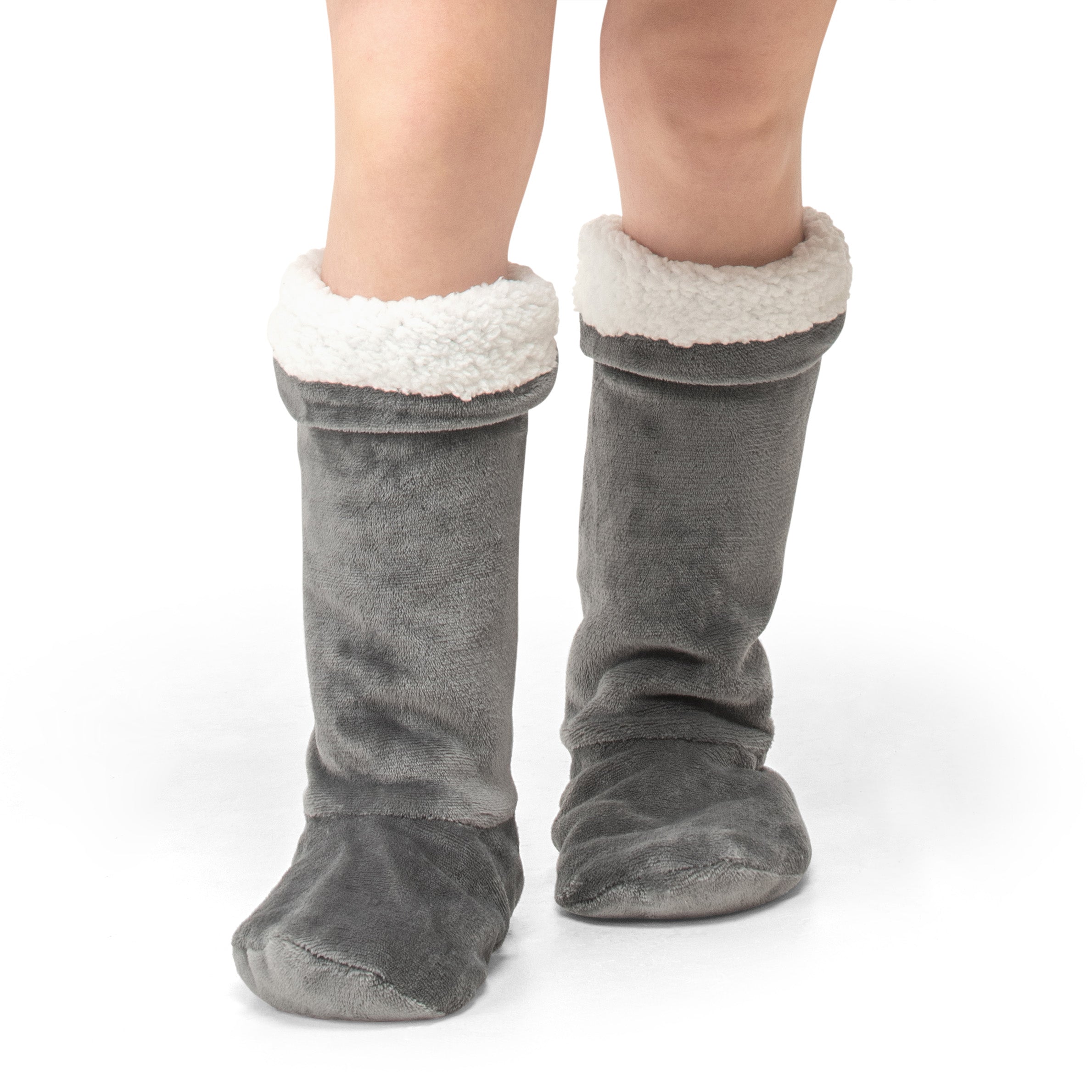 Velosso Grey Oversized Slipper Socks | Linens Online
