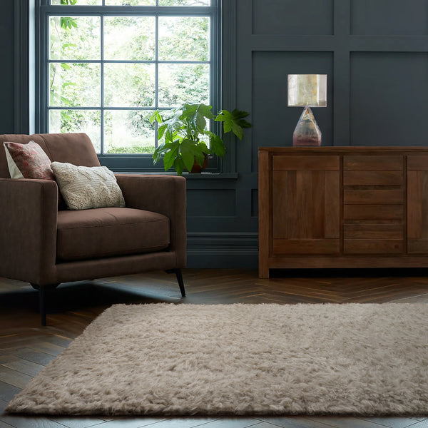 Home Republic Beige Super Soft Teddy Fur Rug | Linens Online