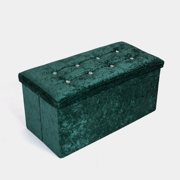 Large Emerald Crushed Velvet Storage Box | Linens Online