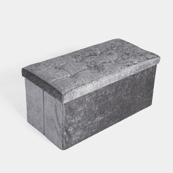 Large Silver Crushed Velvet Storage Box | Linens Online